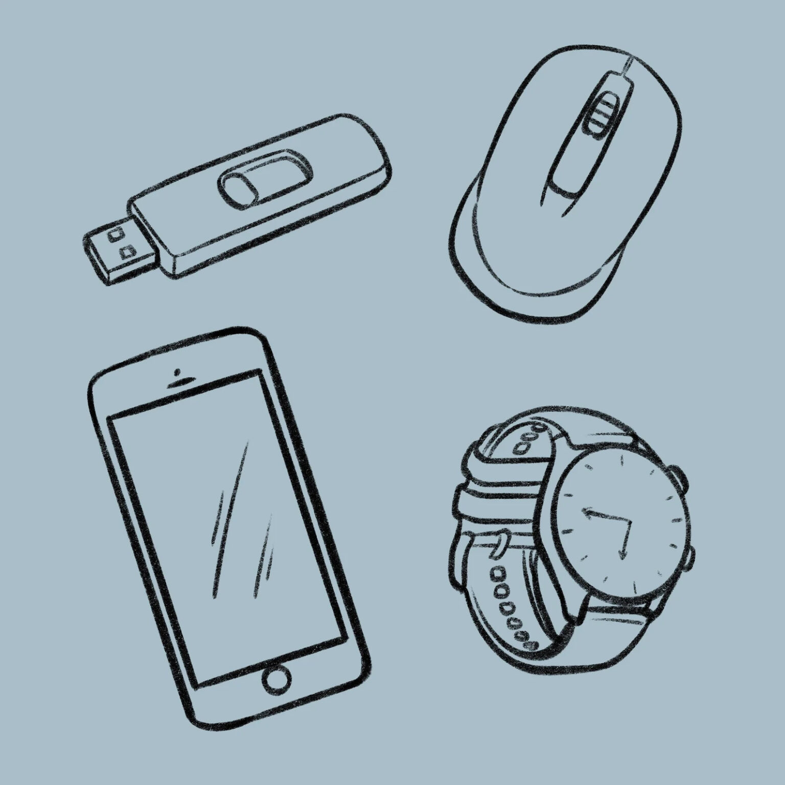 Gadgets, Devices, Computer, Technology, Hand Drawn Line Art – MasterBundles