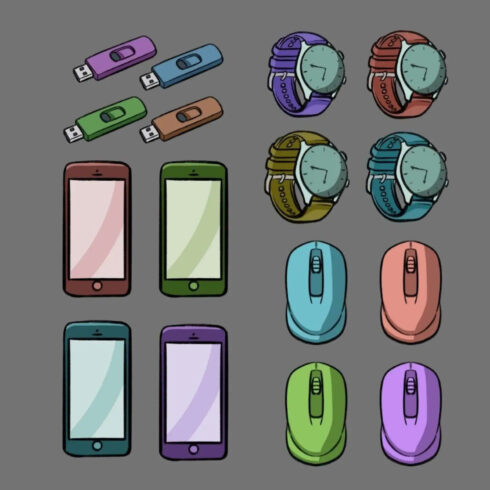 48 Elements Gadgets, Devices, Computer, Technology, Colored Clip Art ...