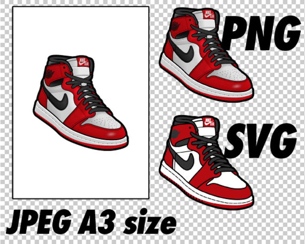 Air Jordan 1 Chicago JPEG PNG SVG Digital Download Sneaker Art ...