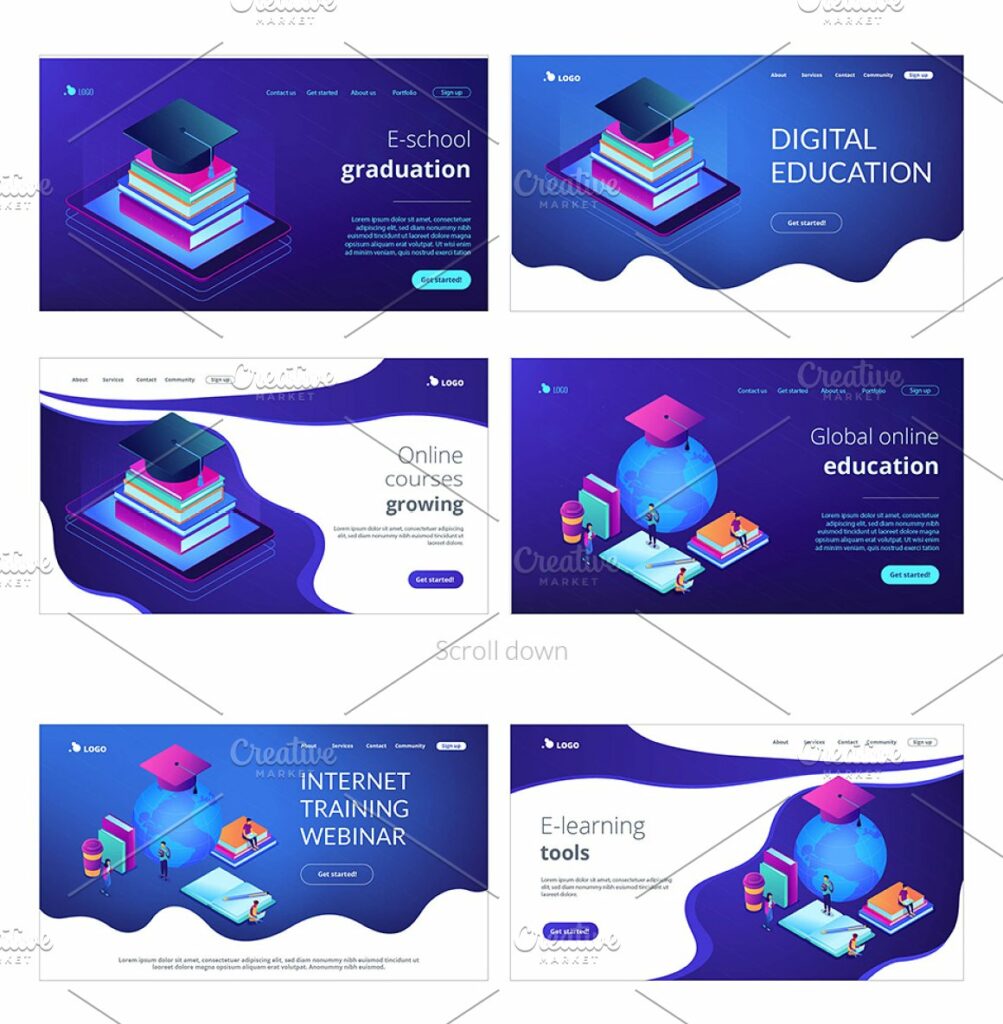 Education Isometric landing Pages – MasterBundles