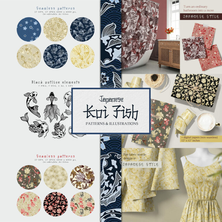 Patterns with Goldfish | MasterBundles