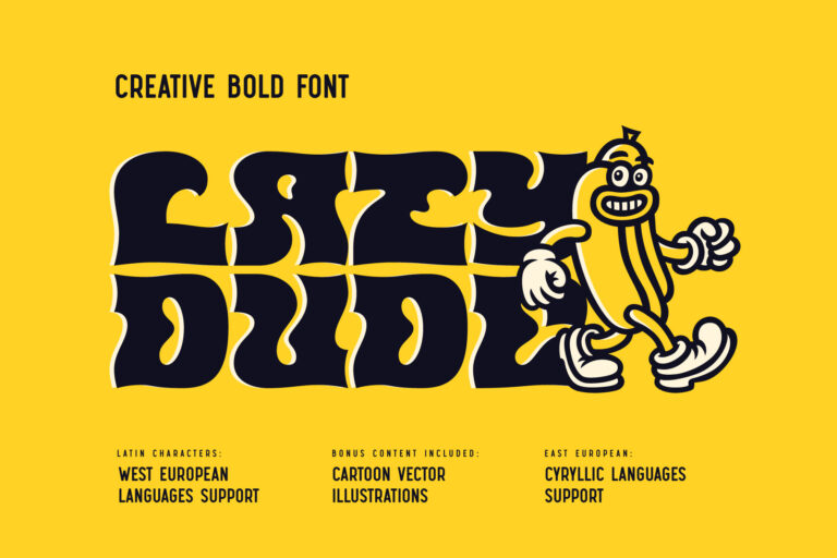 Lazy Dude - font and illustrations - MasterBundles