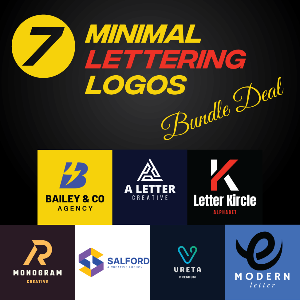 7 minimal lettering logo designs - MasterBundles