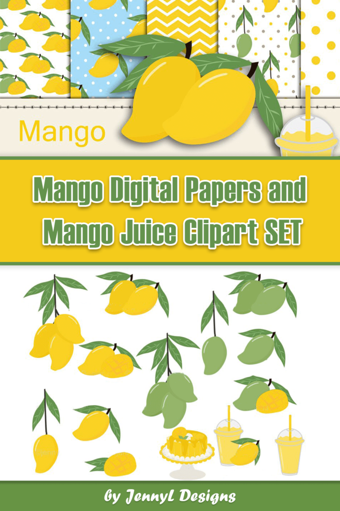 Mango Digital Papers and Mango Juice Clipart SET – MasterBundles