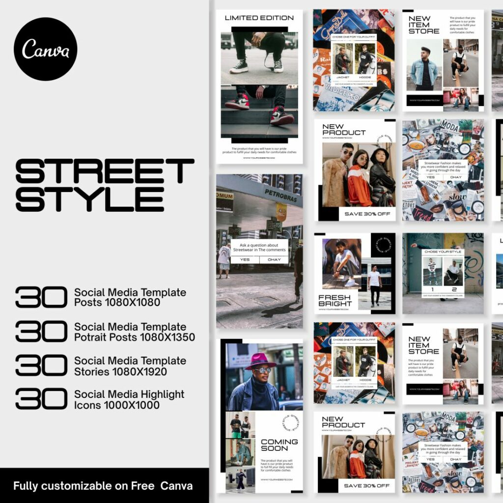 Street Style Instagram Template, Fashion Instagram Template, Street ...