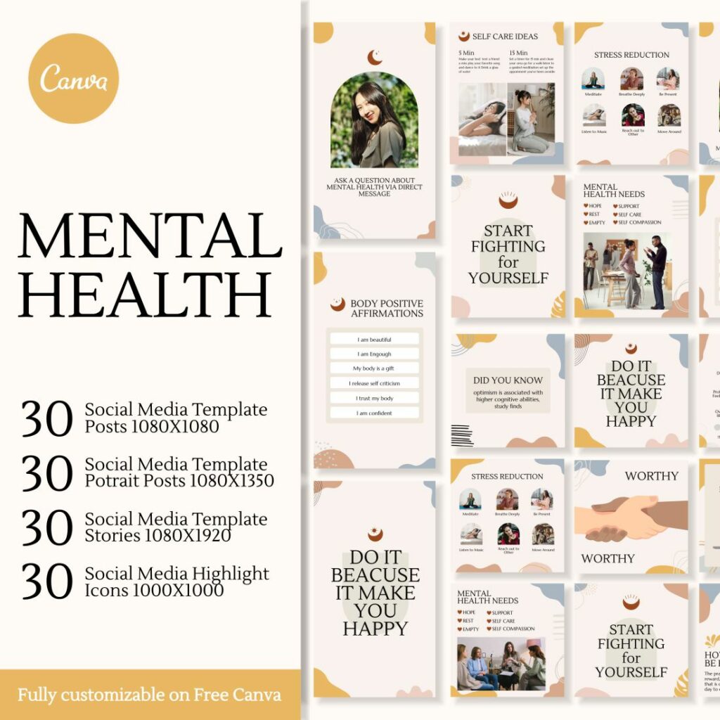 Social Media Template for Mental Health - MasterBundles