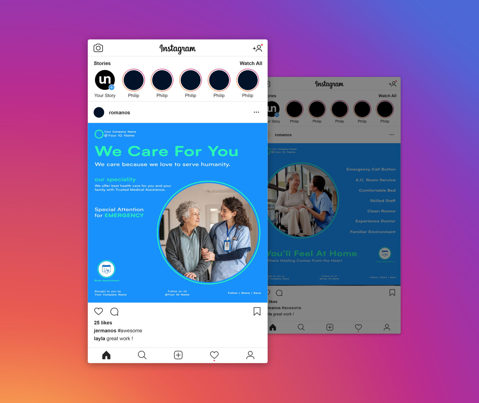 3 doctor / hospital Creative instagram post templates - MasterBundles