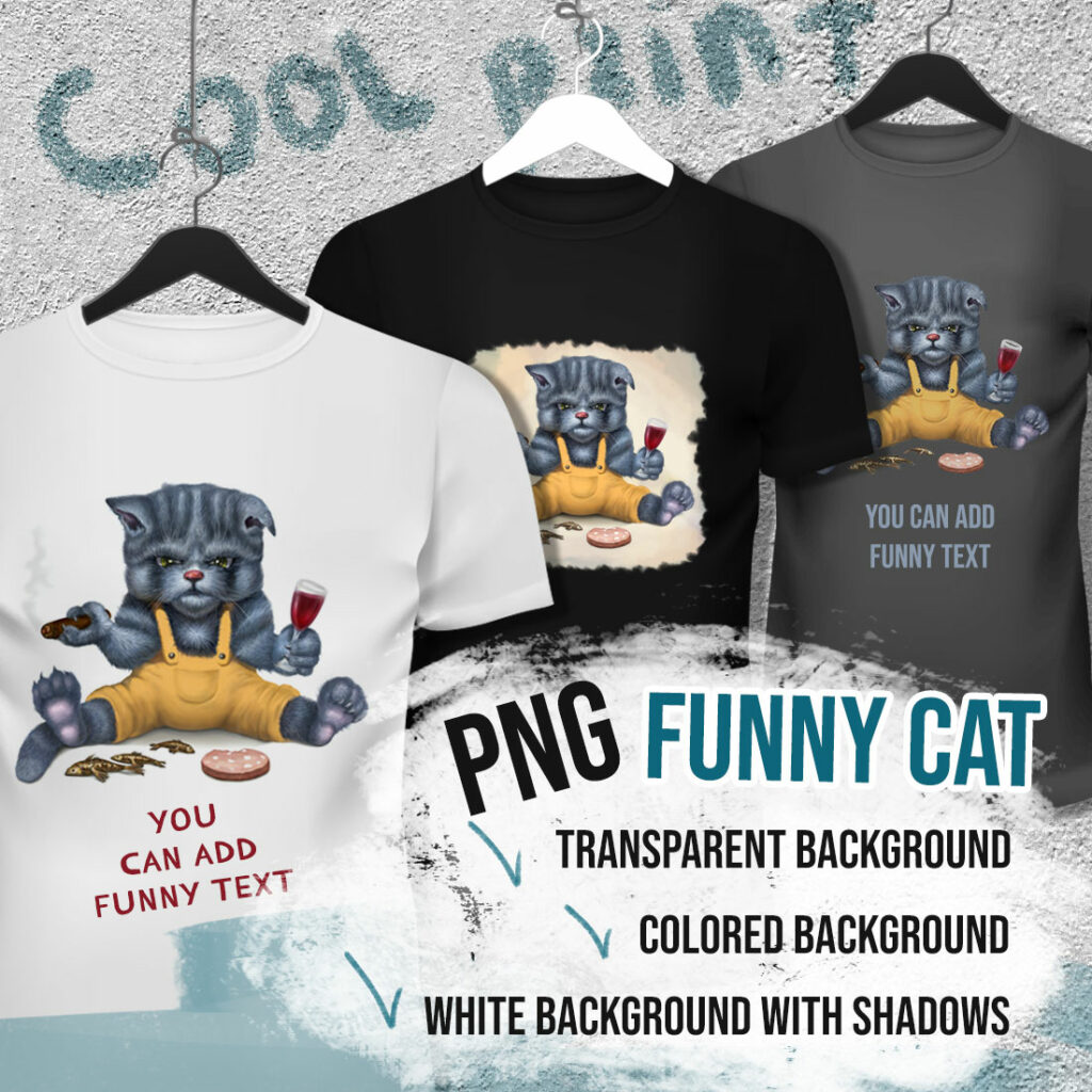 Character cat with a cigar and wine for decoration and design ...