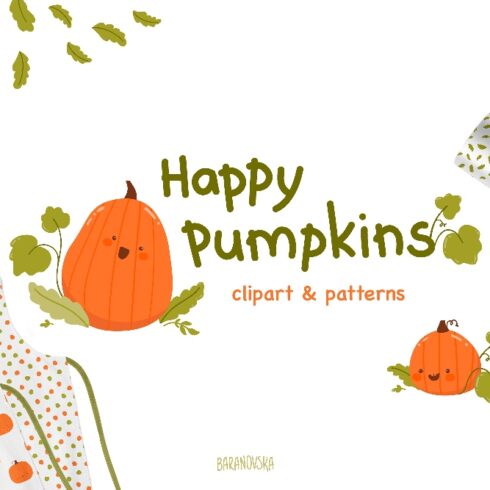 Happy pumpkins. Clipart and patterns | MasterBundles