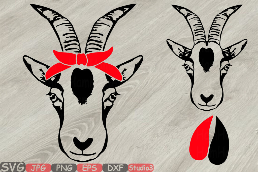 Goat Head whit Bandana Silhouette SVG goats feet Farm Milk 794S ...