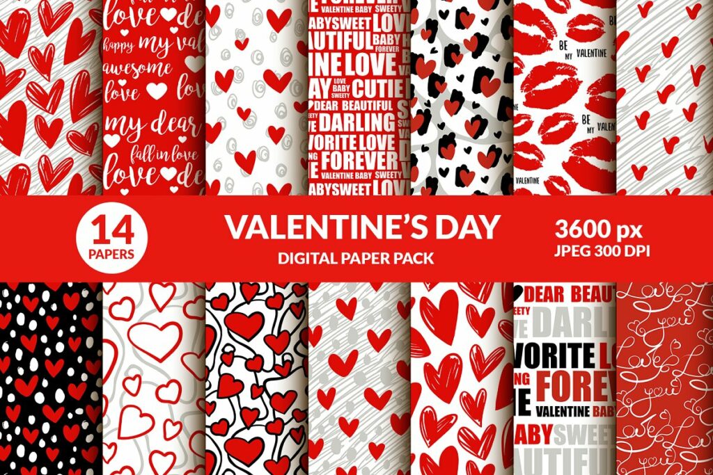Valentines Day Digital Paper – MasterBundles