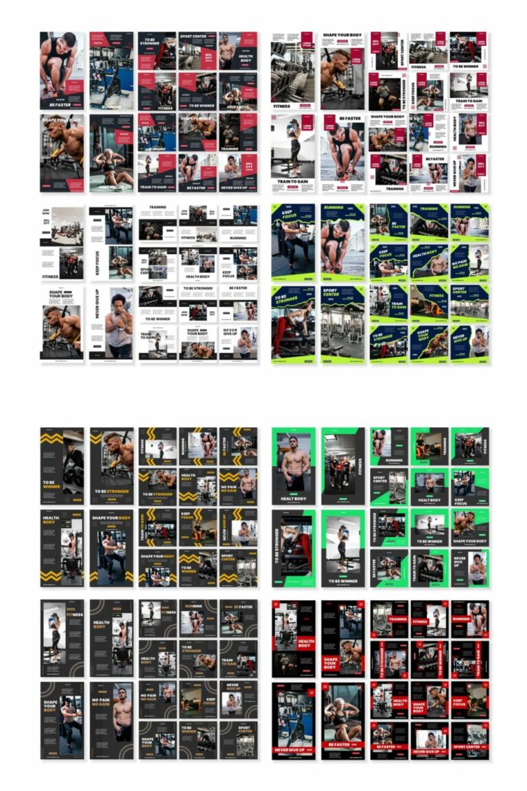 Social Media Bundle Template for Sport and Gym - MasterBundles