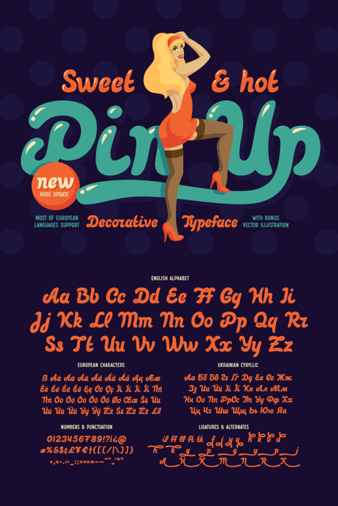 Pinup New! Font and Illustration. - MasterBundles