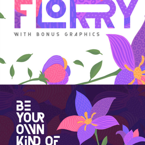 Florry font & graphics. | MasterBundles