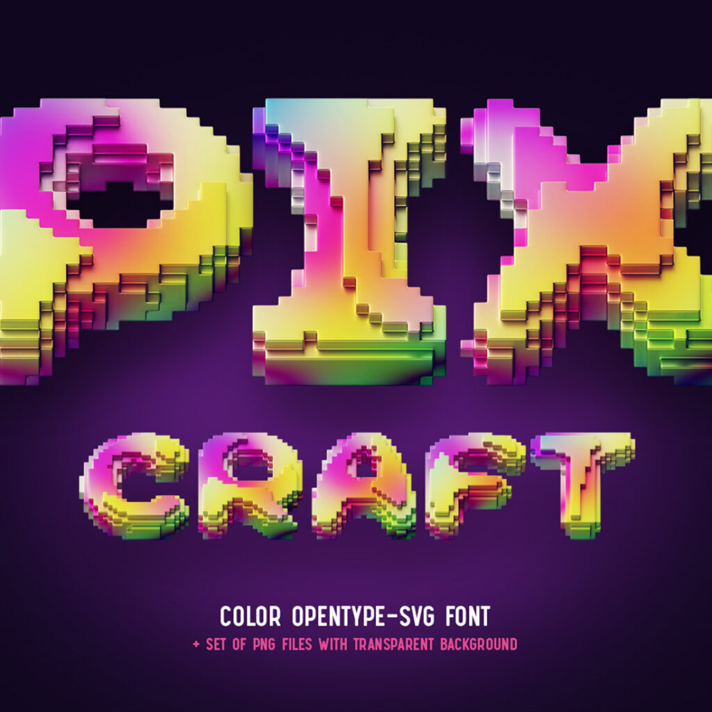 Pixcraft – Color Bitmap Font. - MasterBundles