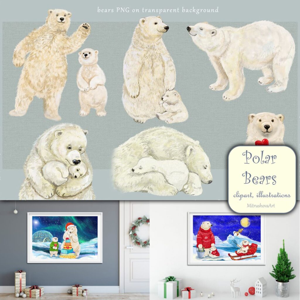 Polar Bear clipart illustrations – MasterBundles
