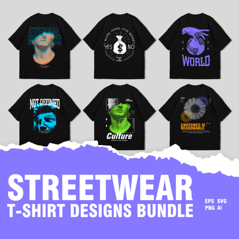 Urban streetwear t shirt designs vector bundle, cool t shirt design ...