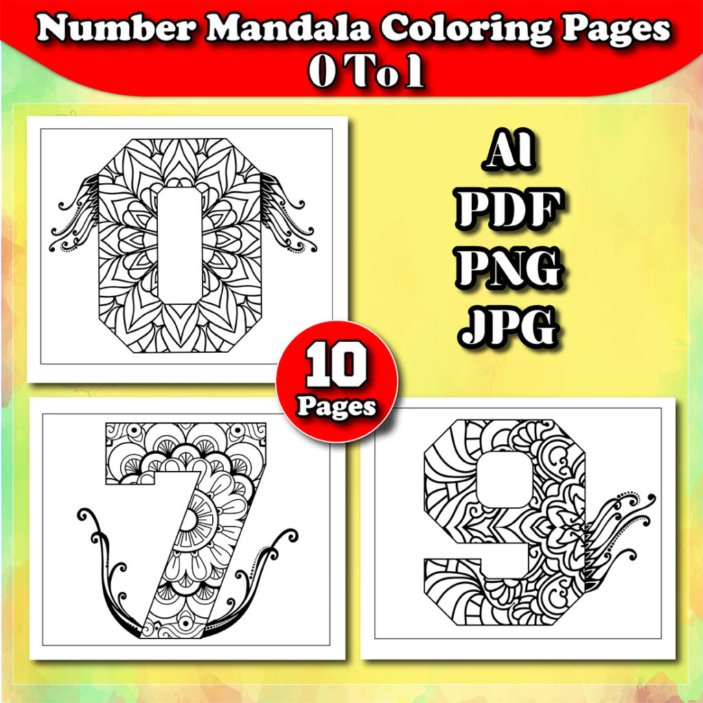 Number Mandala Coloring Pages - MasterBundles