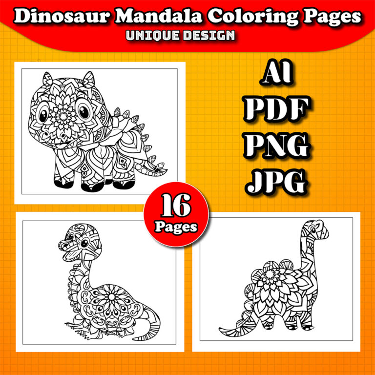 Dinosaur mandala coloring pages - MasterBundles