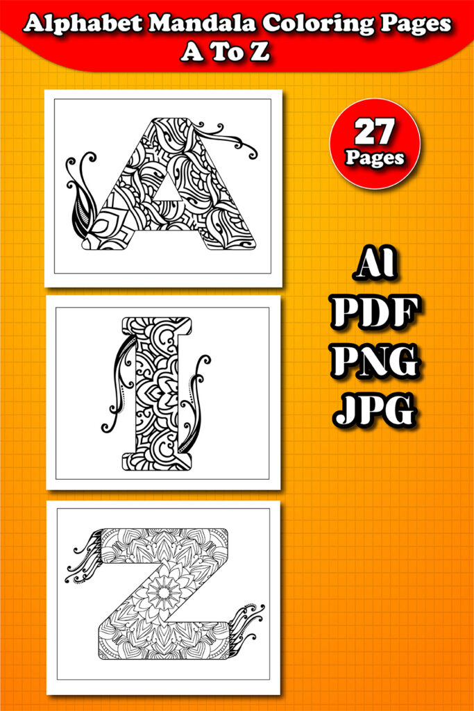 Alphabet Mandala Coloring Pages - MasterBundles