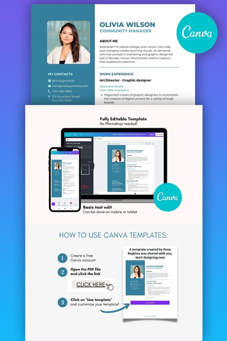 Resume Canva Template, Printable A4 | Master Bundles