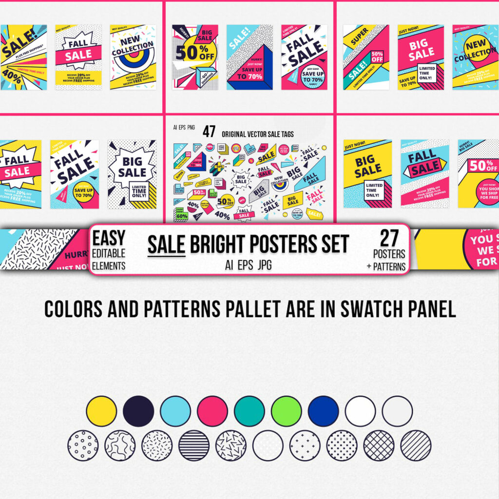 SALE Bright Posters Set – MasterBundles