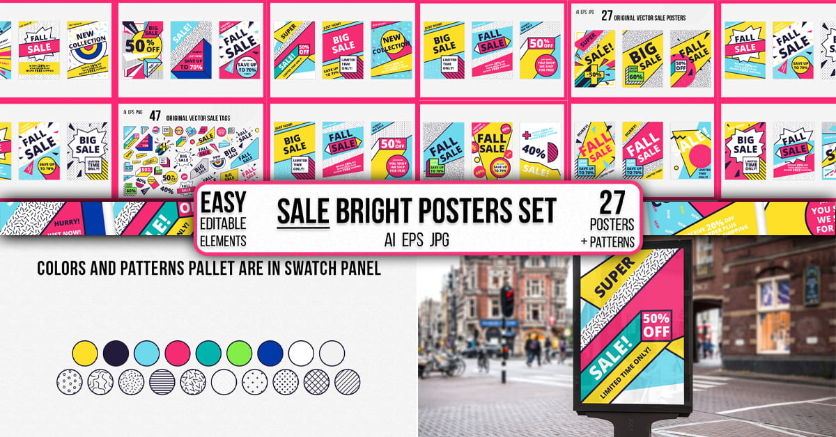 SALE Bright Posters Set – MasterBundles