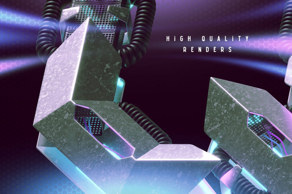 Cyber 3d lettering set - MasterBundles