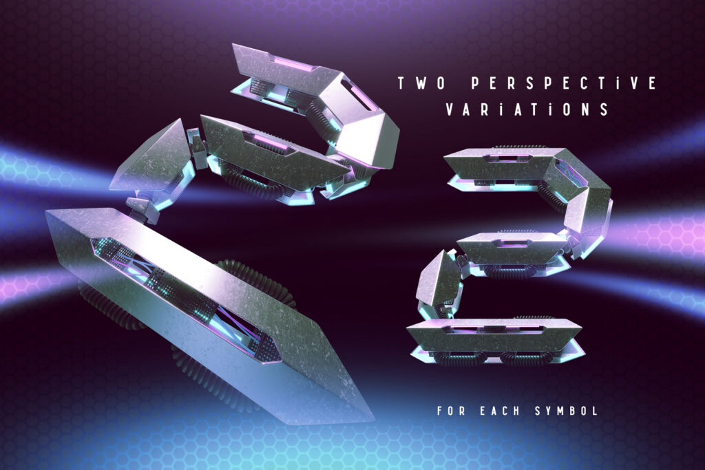 Cyber 3d lettering set - MasterBundles