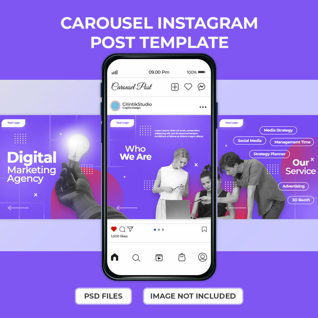 Digital agency social media carousel post template - MasterBundles