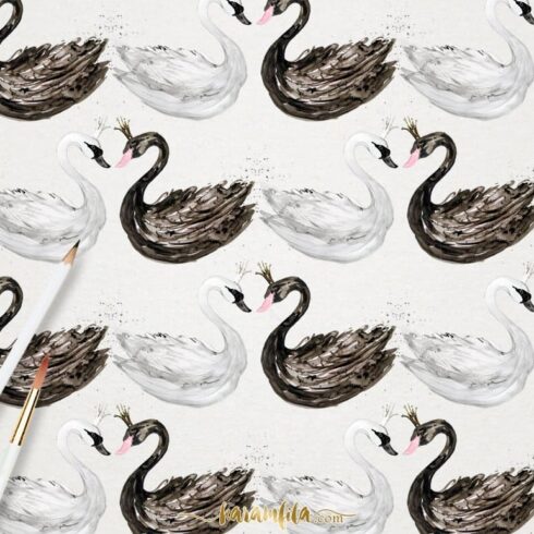 Watercolor Swan Lake | MasterBundles