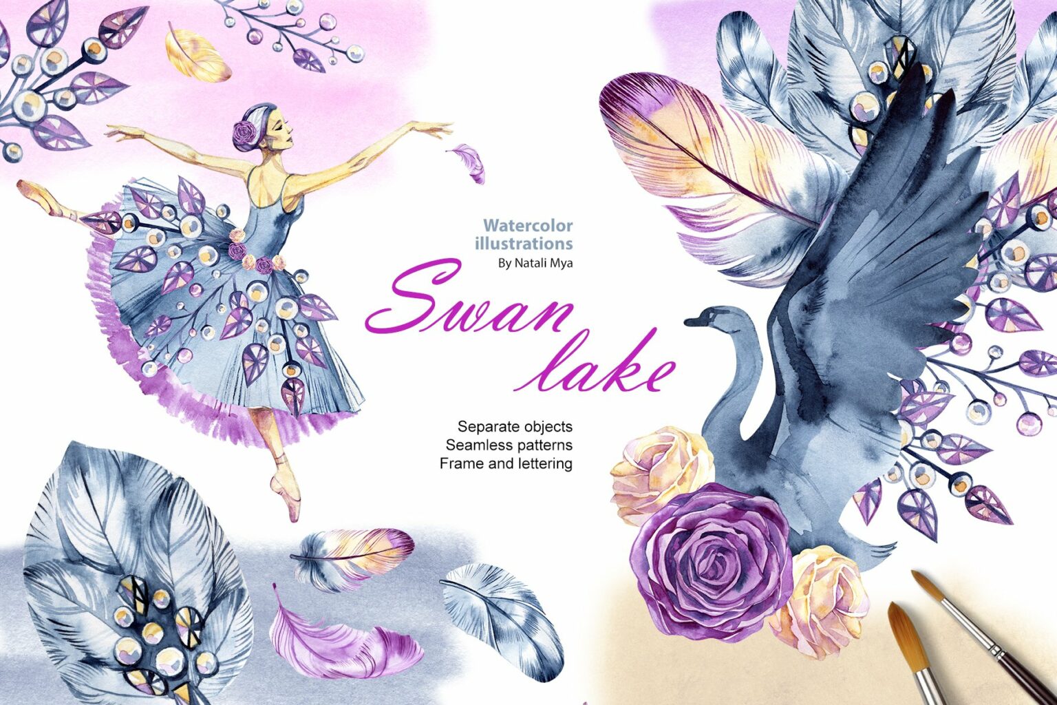 Watercolor Swan Lake Illustrations – MasterBundles