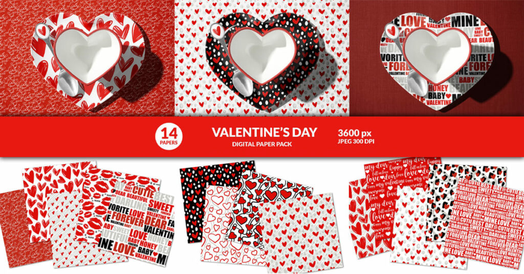 Valentines Day Digital Paper – MasterBundles