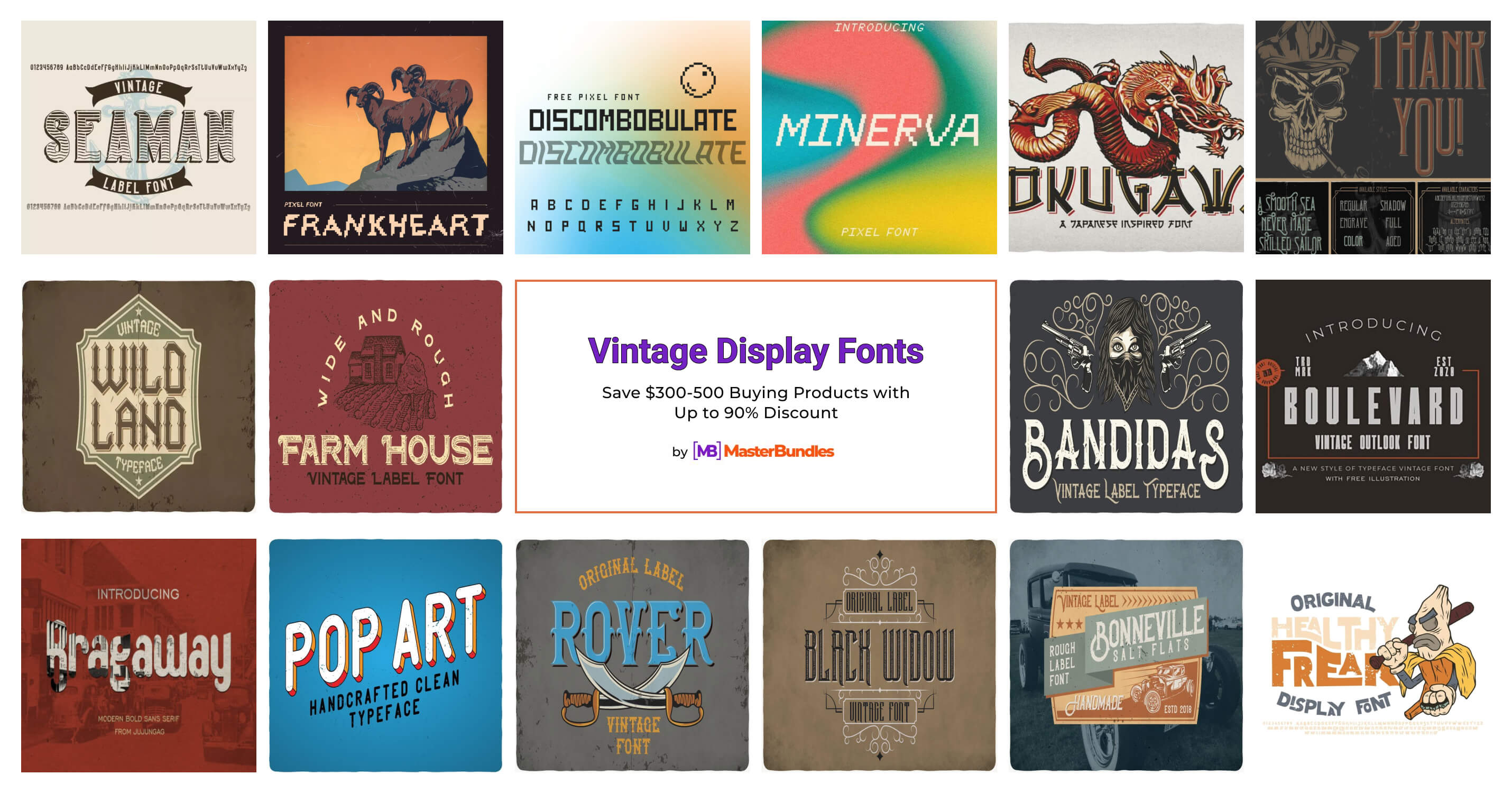 152+ Vintage Display Fonts 2025 - MasterBundles