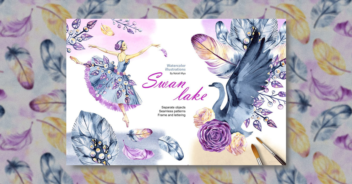 Watercolor Swan Lake Illustrations – MasterBundles