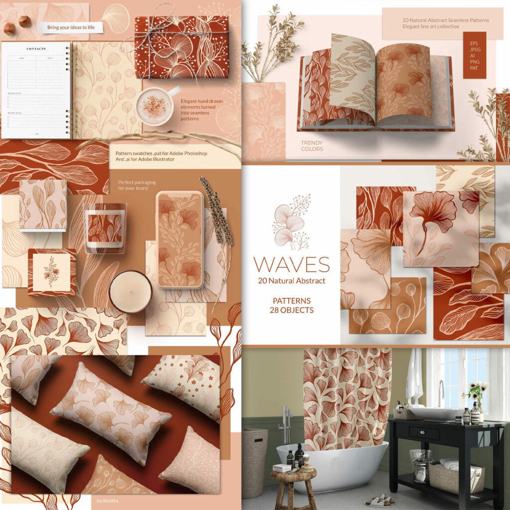 Waves - Abstract Seamless Patterns – MasterBundles