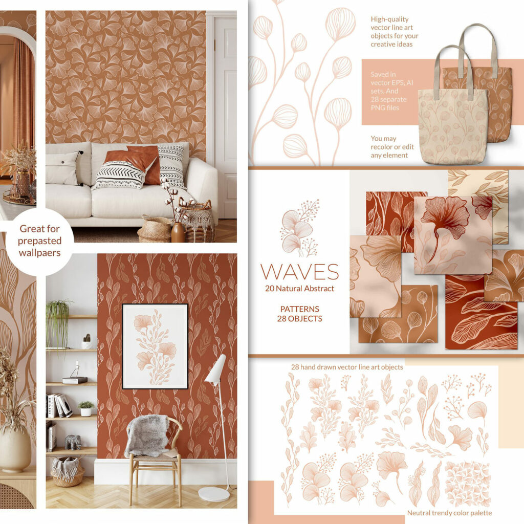 Waves - Abstract Seamless Patterns – MasterBundles