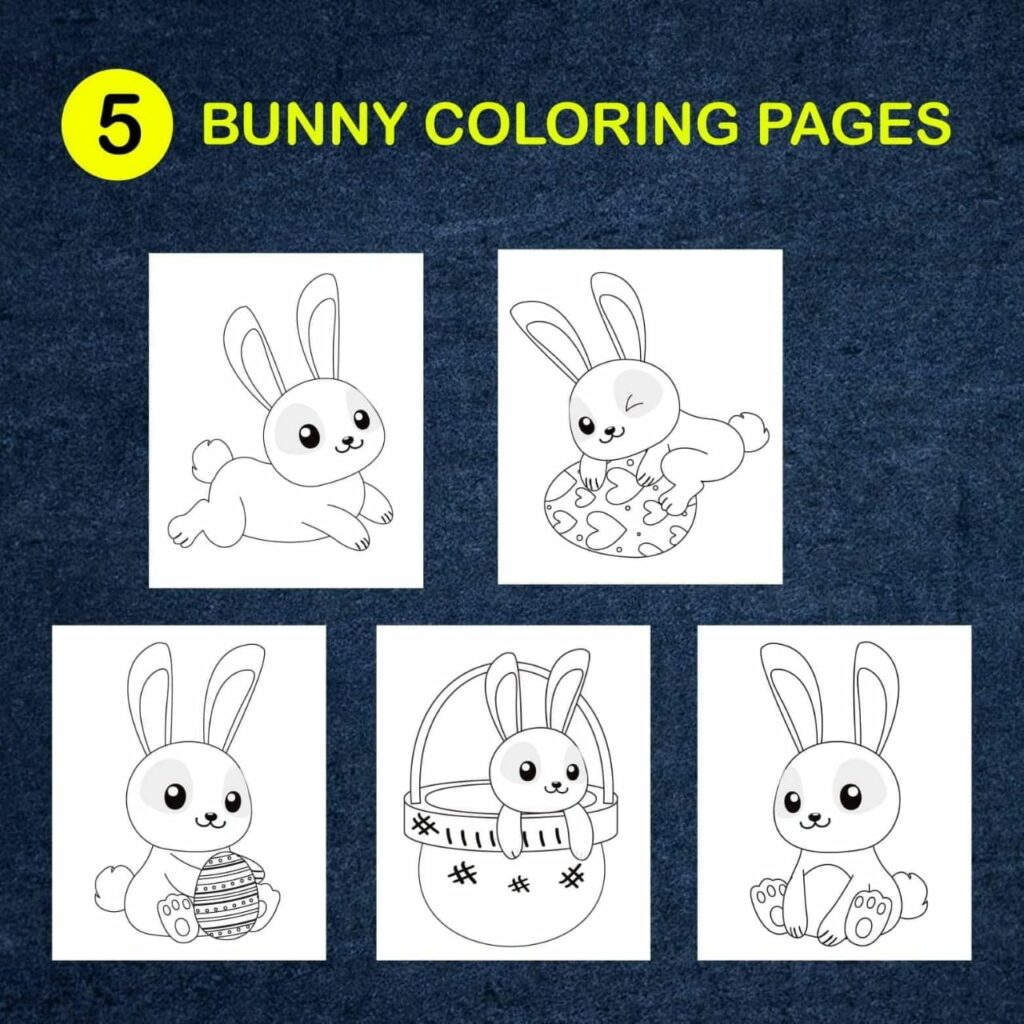 5 Bunny Coloring Pages only $5 - MasterBundles