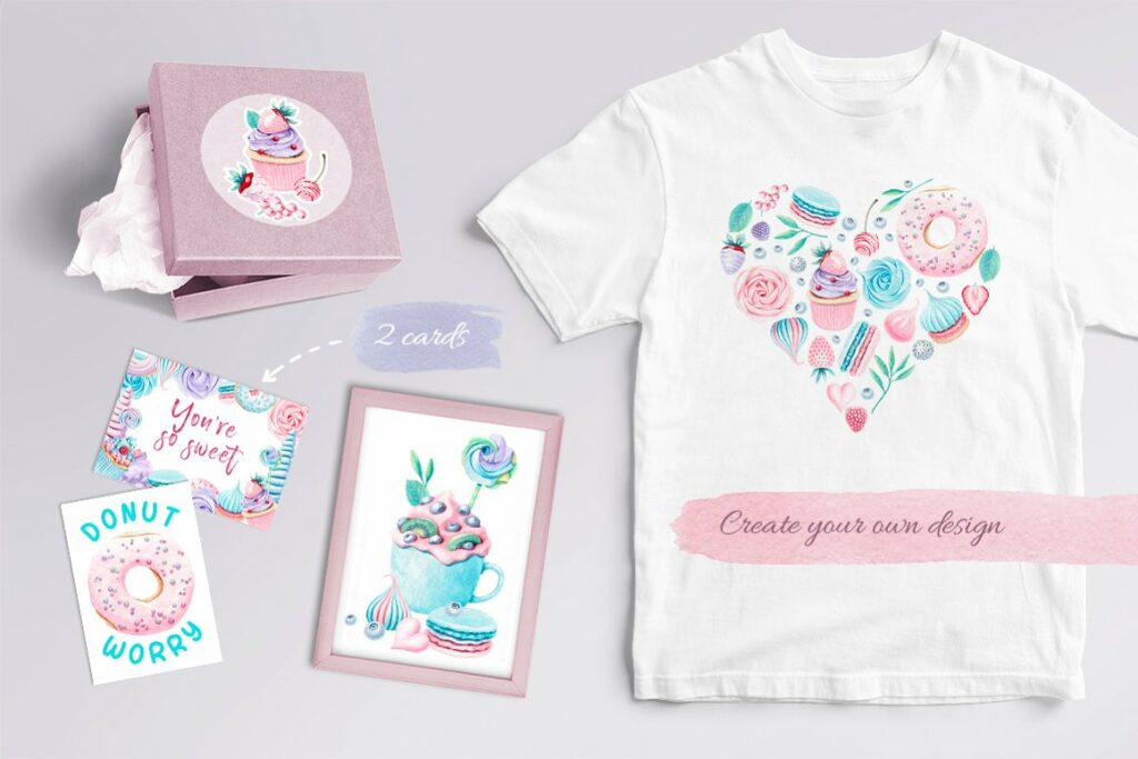 Sweet Dessert Watercolor Set | Master Bundles