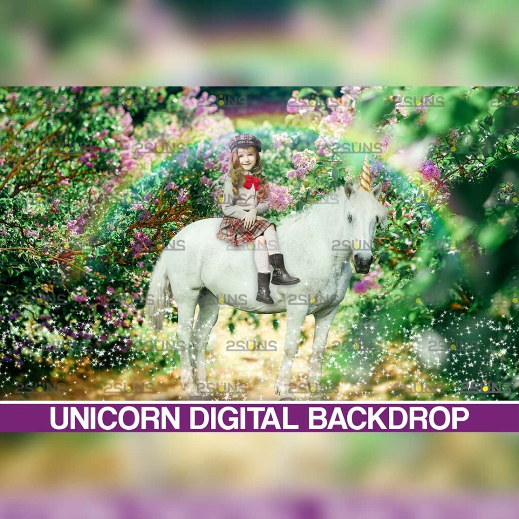 Unicorn digital background, Floral digital backdrop, Unicorn overlay ...