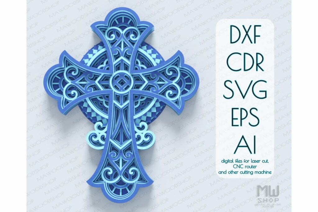 3D SVG Cross, Layered Cross SVG DXF, Mandala Cross - Cr44 – MasterBundles
