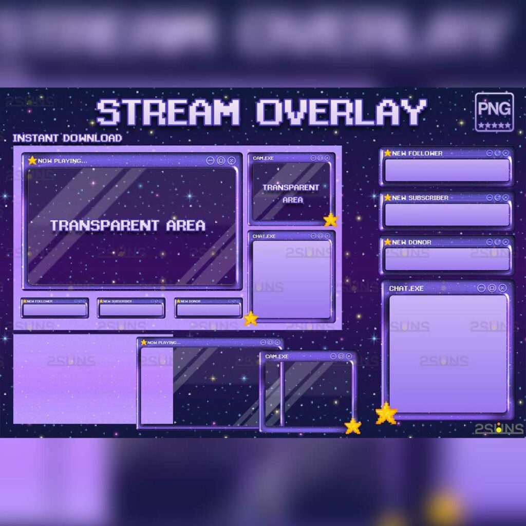 Kawaii twitch overlay package, Stream overlay, Green vtuber overlay ...