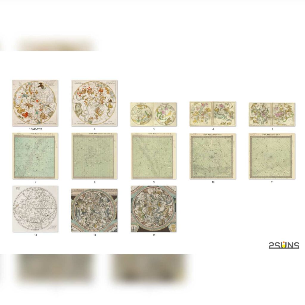 Astronomy illustration png seamless patterns, Antique Digital Paper ...