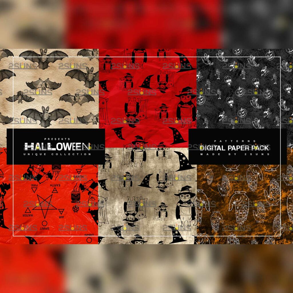 Halloween Digital Paper, Halloween pattern, Seamless Patterns, Gothic ...