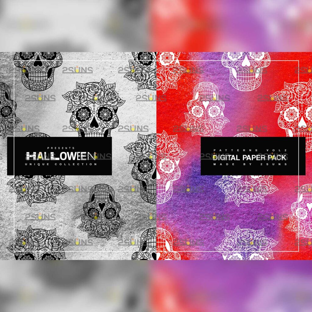 Halloween digital paper, Scrapbook paper, Horror seamless pattern ...