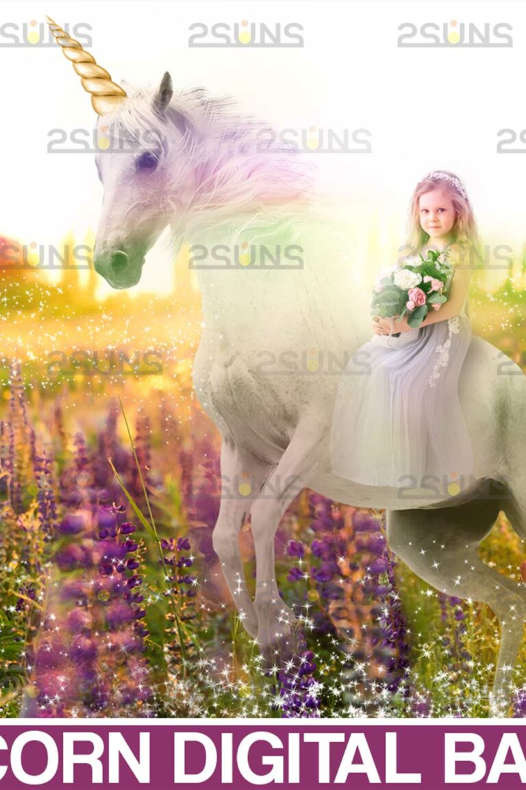 Unicorn digital background, Floral digital backdrop, Unicorn overlay ...