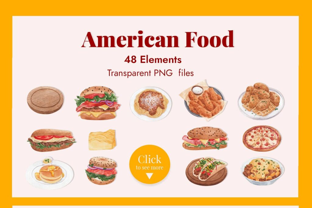 American Food Watercolor – MasterBundles