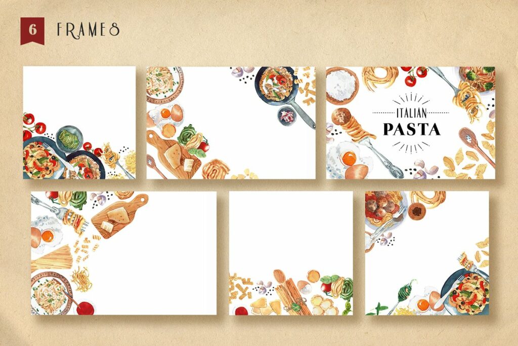 Pasta Recipe and Dishes Watercolor – MasterBundles