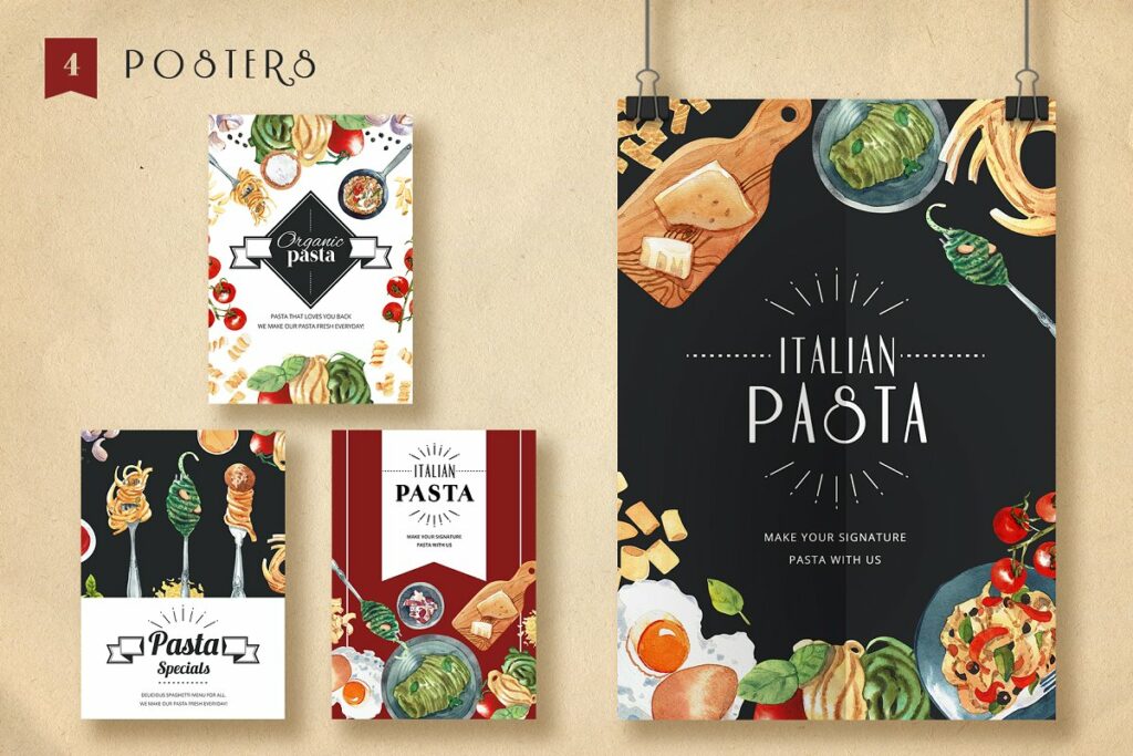 Pasta Recipe and Dishes Watercolor – MasterBundles