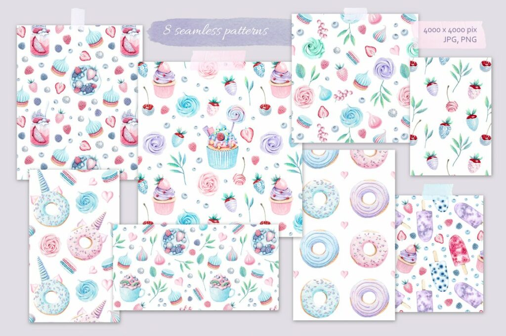 Sweet Dessert Watercolor Set | Master Bundles